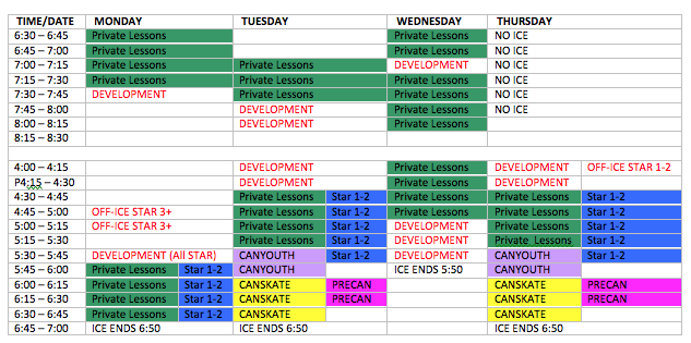 Ice Schedule :: Kenora Skating Academy